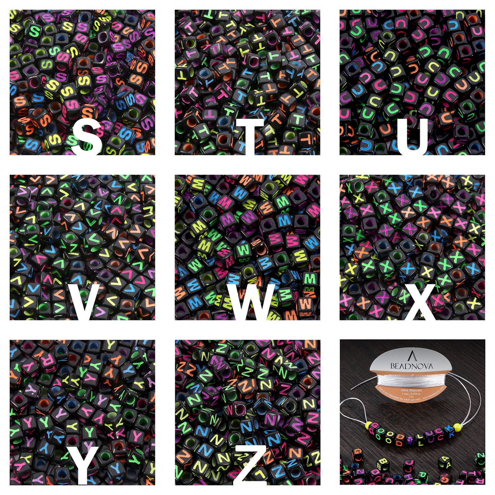 Letter Beads Colorful Acrylic Alphabet Beads Cube for DIY - Etsy