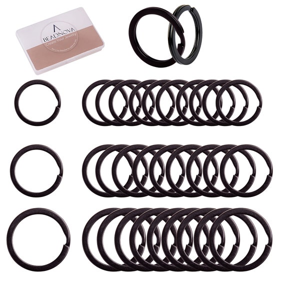 Split Ring Black Iron Flat Round Key Rings Key Chains Double - Etsy
