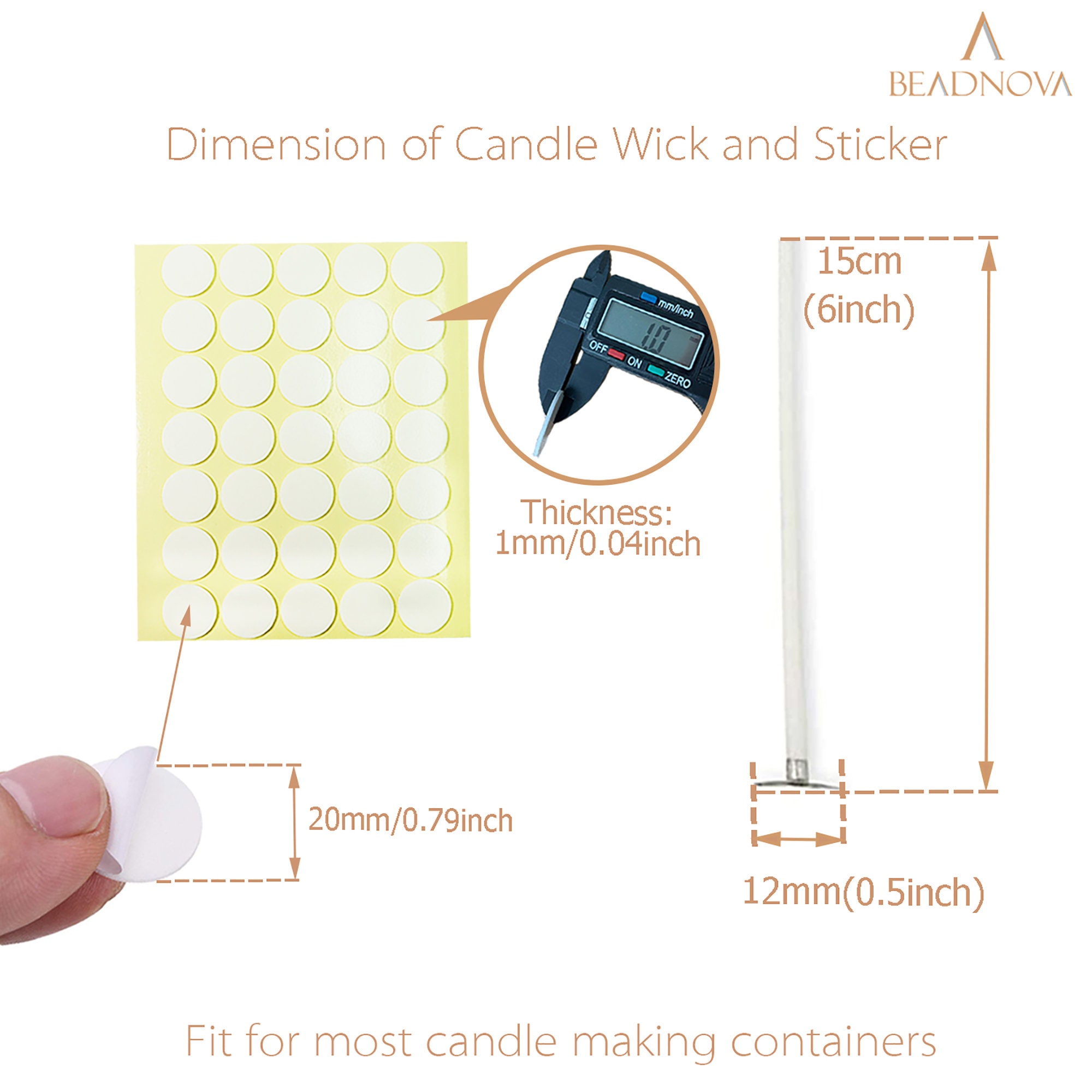 Candle Wick and Candle Wick Stickers Candle Wick Bundle 10/15/20cm Heat ...