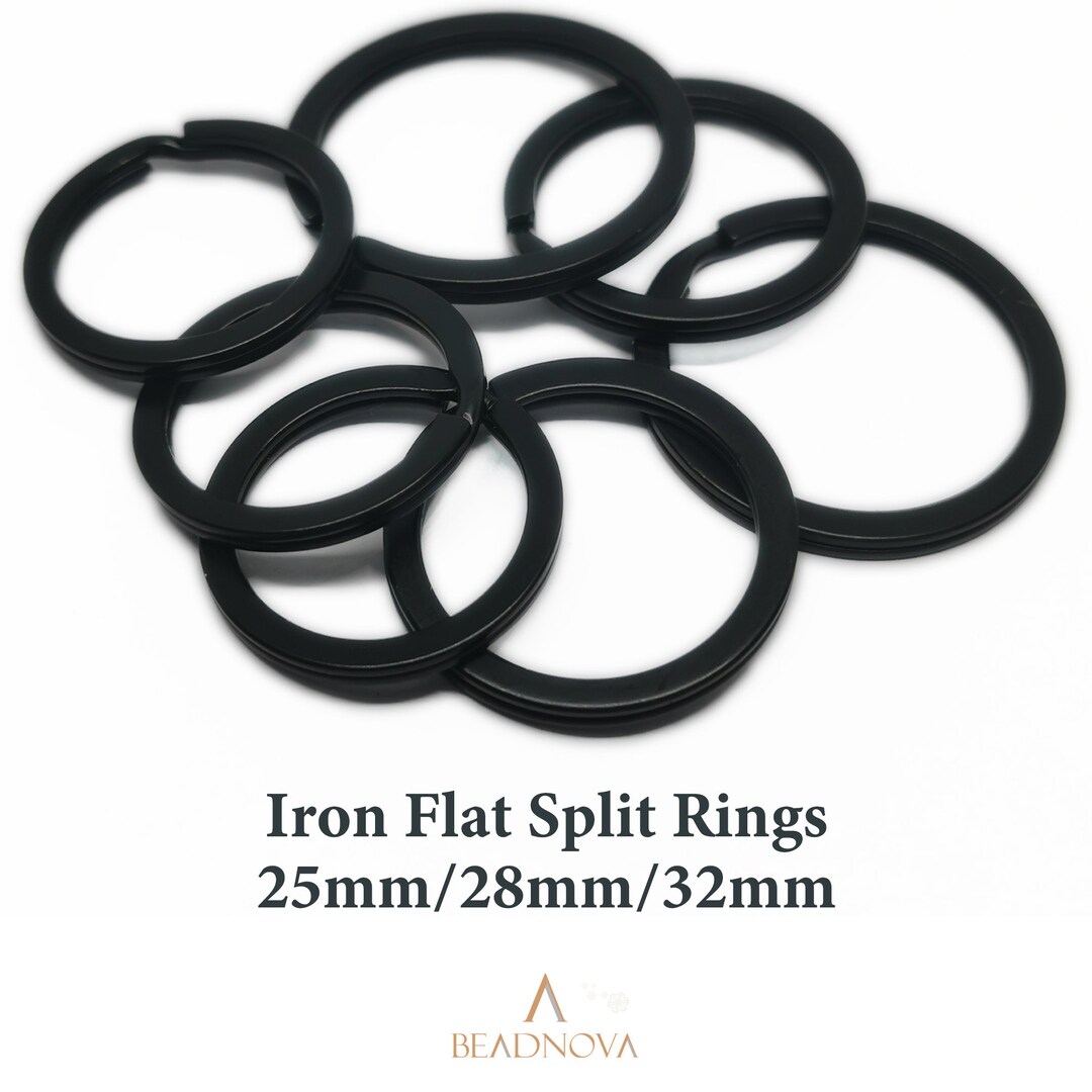 Split Ring Black Iron Flat Round Key Rings Key Chains Double Jump Rings ...