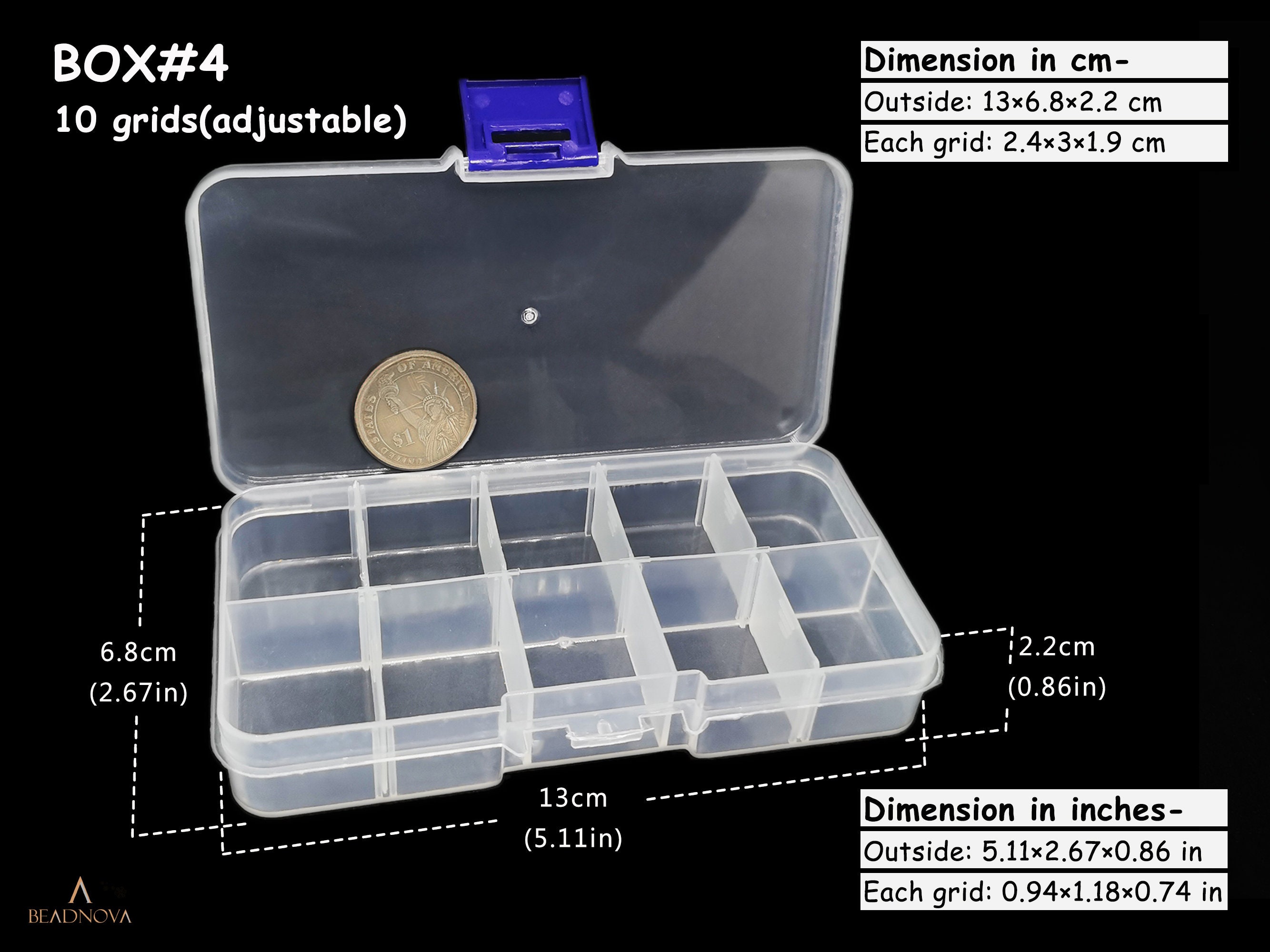 6 7 10 12 Grids Clear Plastic Box Compartments Transparent Divided ...