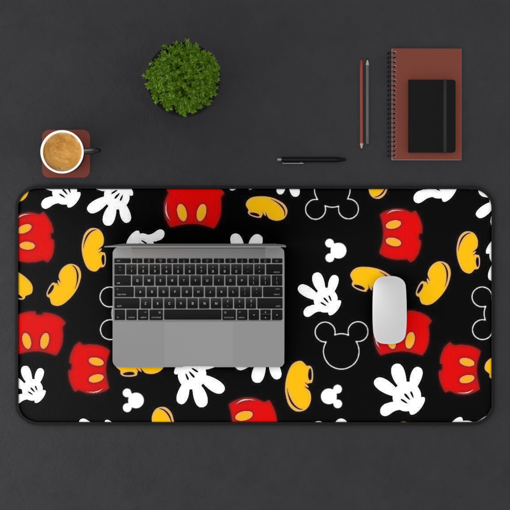 Mickey Mouse Gamer Desk Mat, Disney Black White Red Yellow Mouse ...