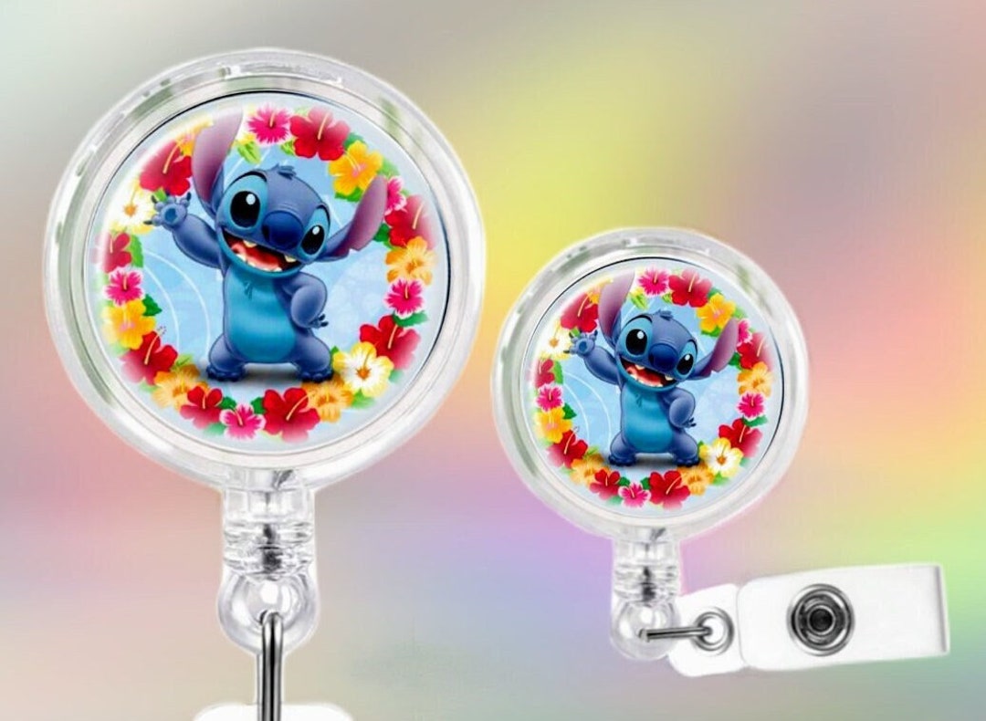 Disney Stitch Badge Reel, Hawaii Flowers Lilo and Stitch , Retractable ...