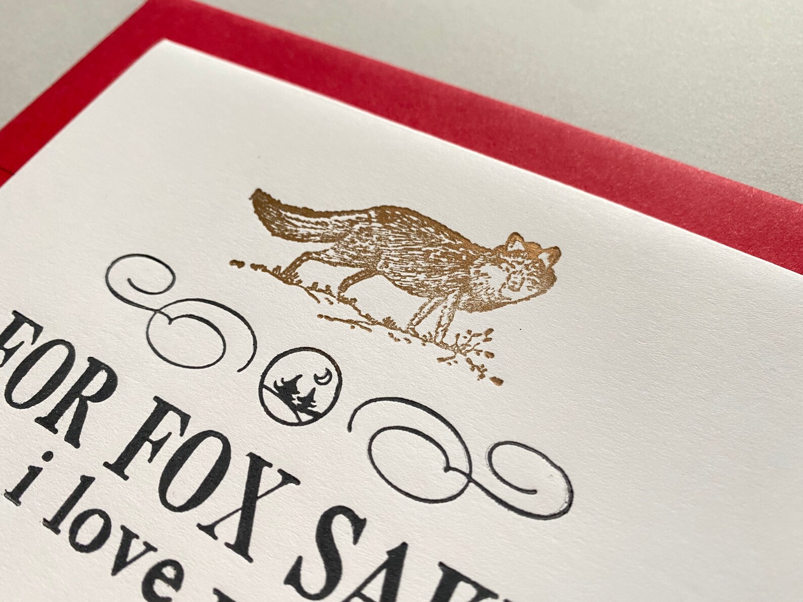Letterpress Valentine Card - for Fox Sake, I Love You - Etsy