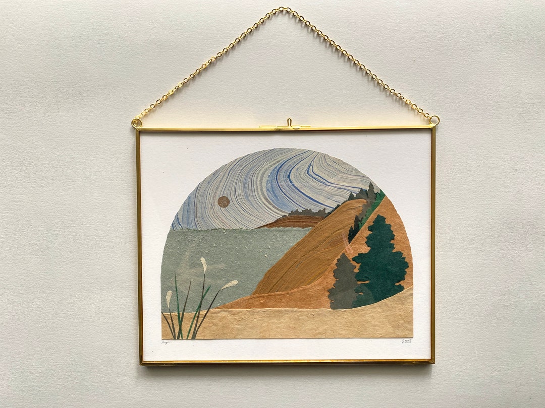 Marbled Paper Arch Landscape, 8x10 Inches, Collage, Dunes, Beach ...