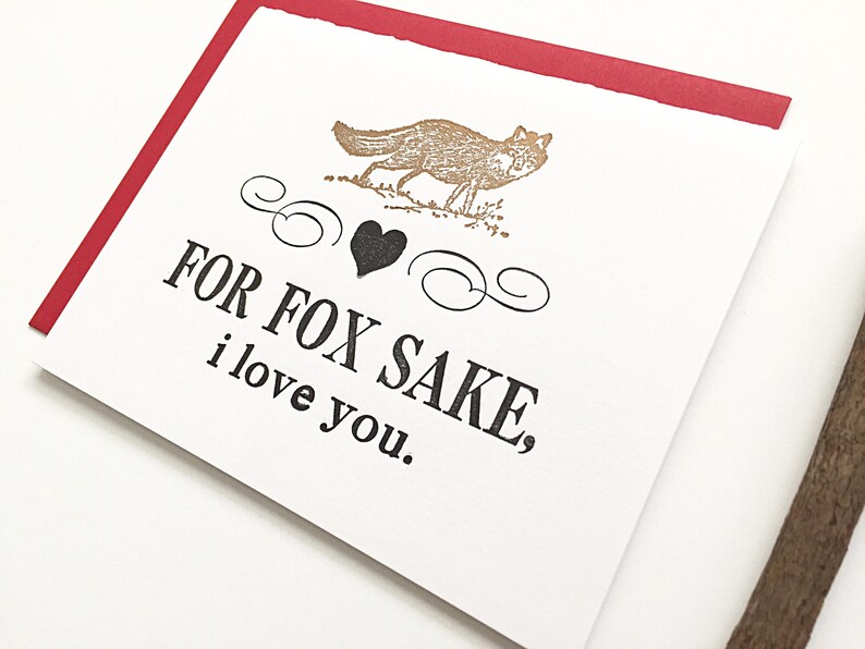 Letterpress Valentine Card For Fox Sake I Love You | Etsy