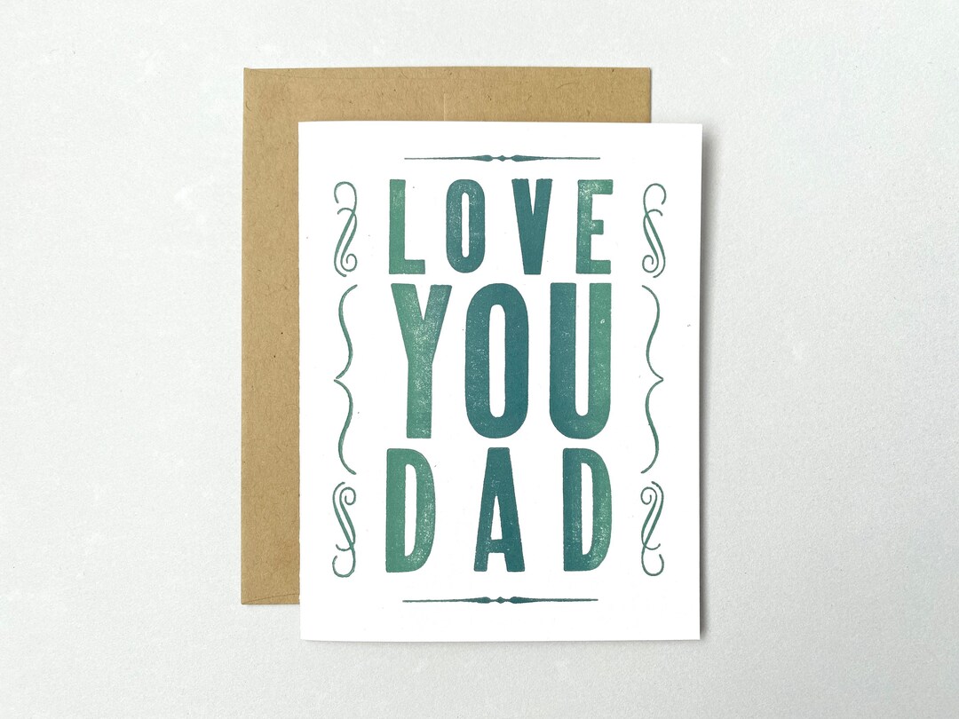 Letterpress Card - Father's Day - Love You, Dad - Etsy