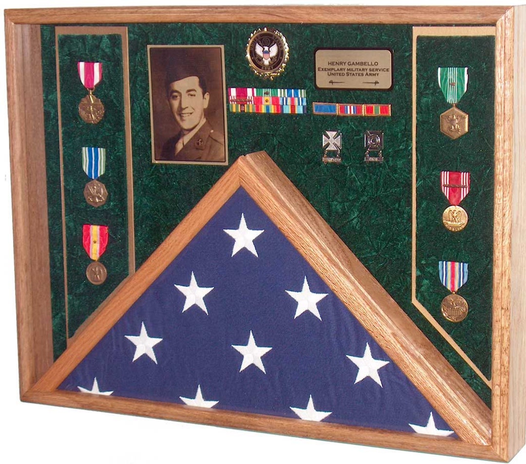 Military Veteran Burial Flag & Medals Shadow Box Display Case - for ...