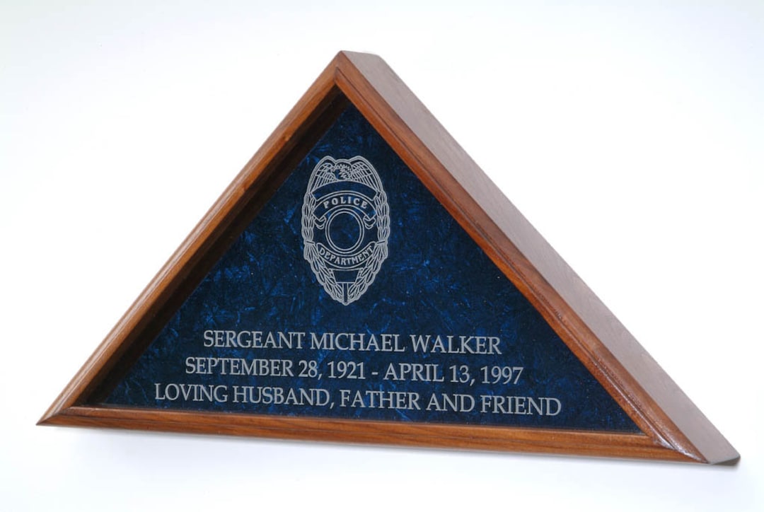 Police Officer Flag Display Case for Burial Honors Flag - Includes ...