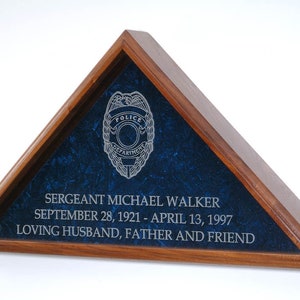 Police Officer Flag Display Case for Burial Honors Flag - Includes ...