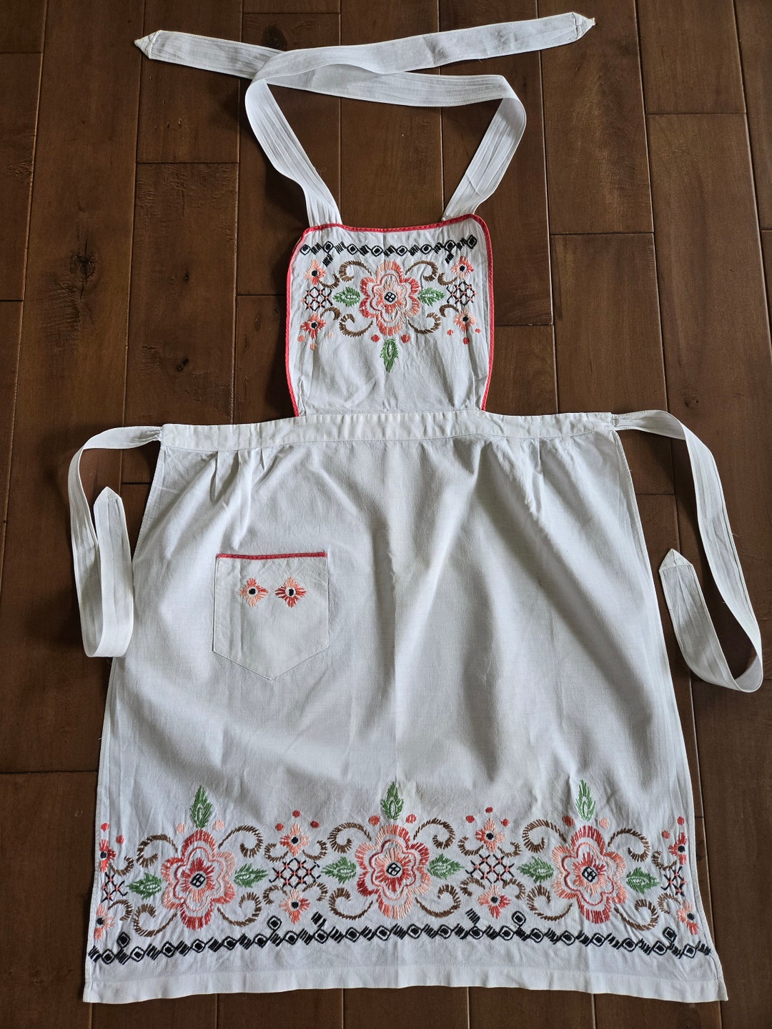 Hand Embroidered Apron - Etsy
