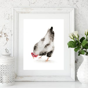 Printable Watercolor Chicken Print, Chicken Watercolor Art Print ...