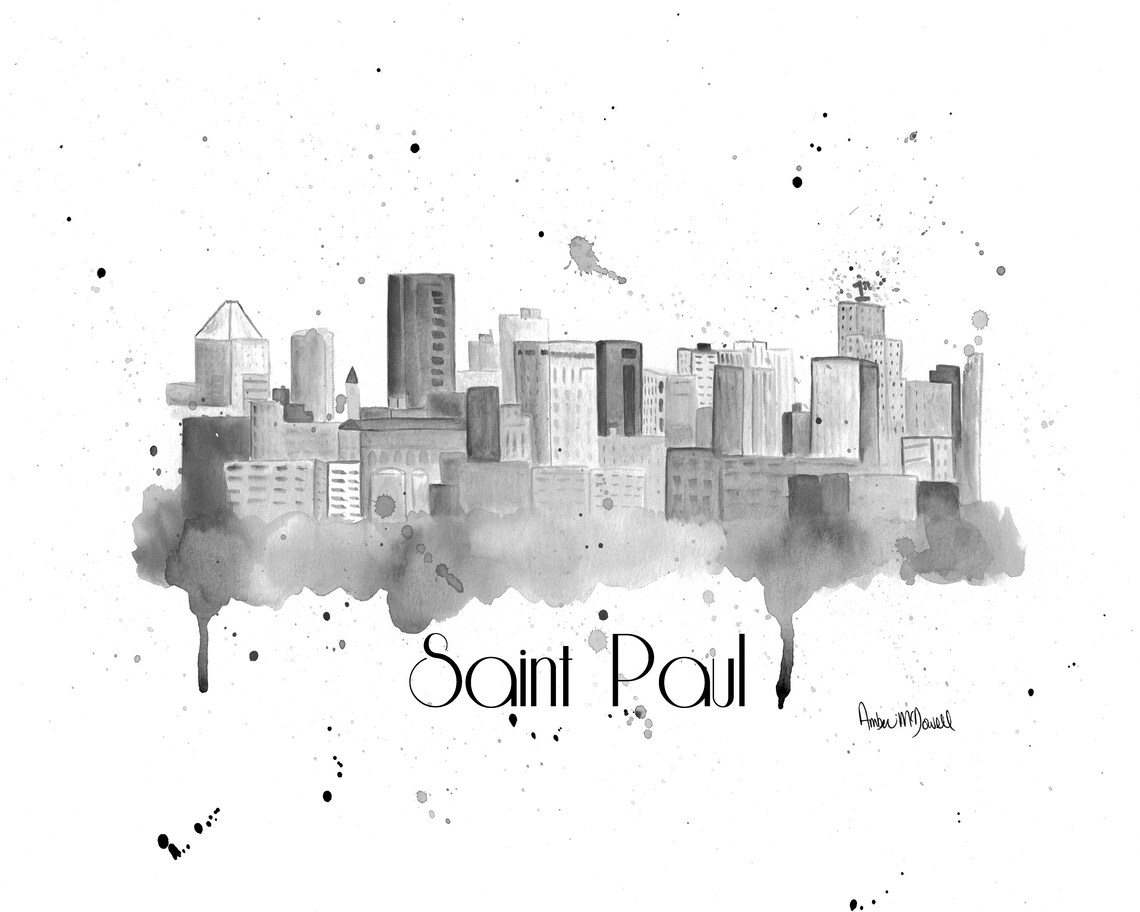 St Paul Skyline Art St Paul Art St Paul Skyline Print St | Etsy
