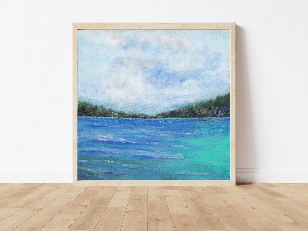 Lake Landscape Art Print, Lake Painting, Landscape Art Print ...