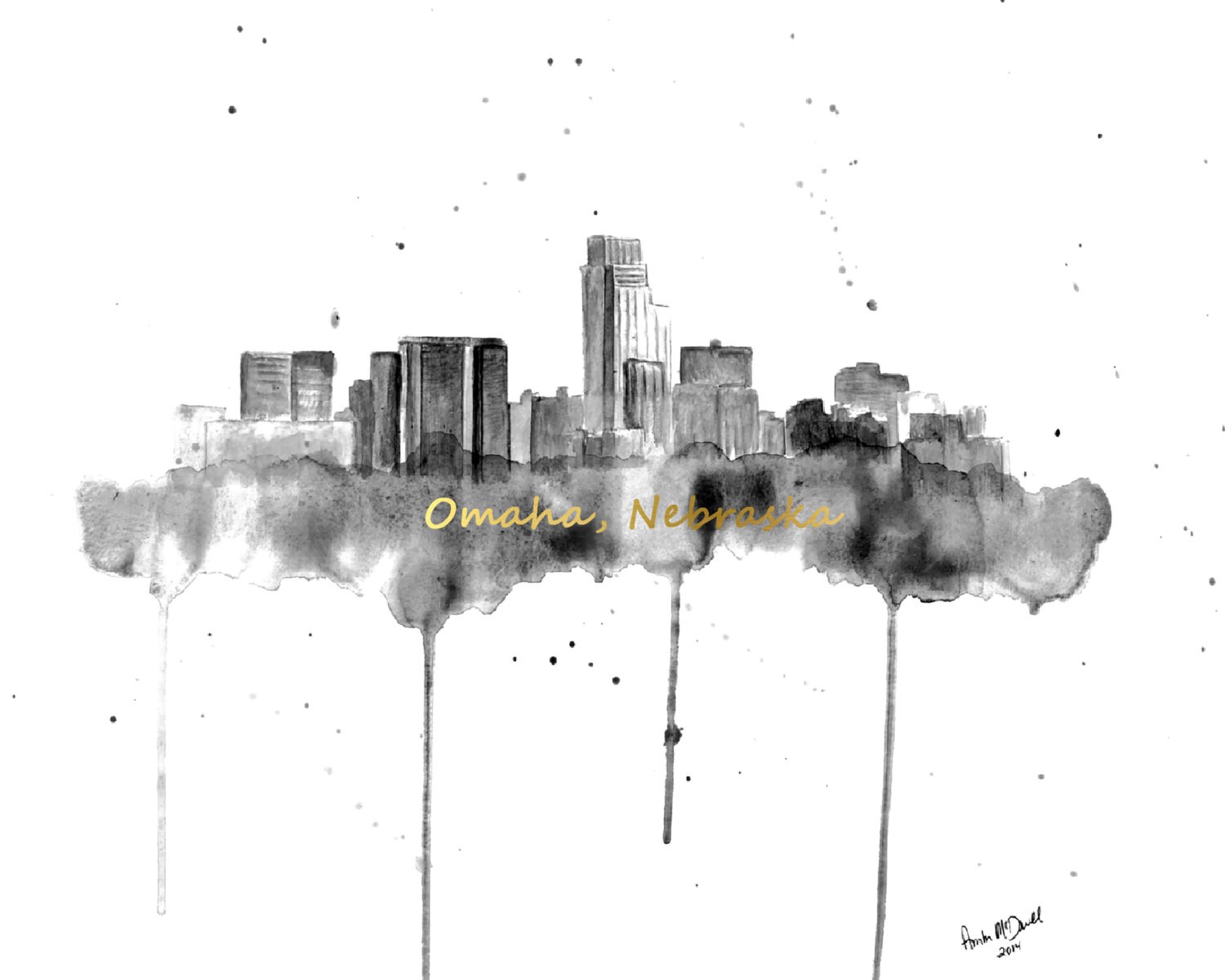 Omaha Skyline Art Omaha Skyline Painting Omaha Skyline | Etsy