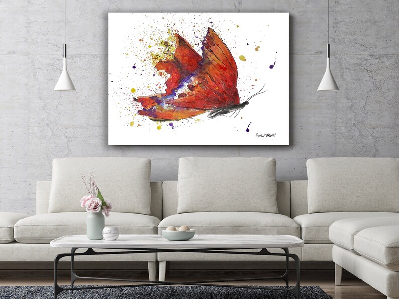 Orange Butterfly Art Print Butterfly Painting Watercolor - Etsy