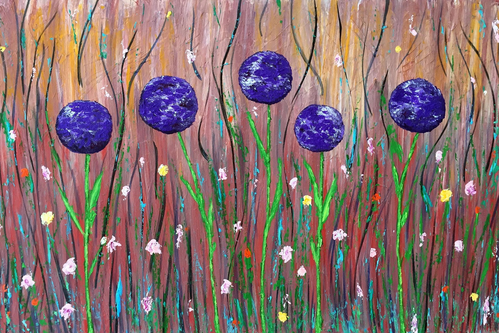 Allium Painting Allium Flower Canvas Print Flower Art | Etsy