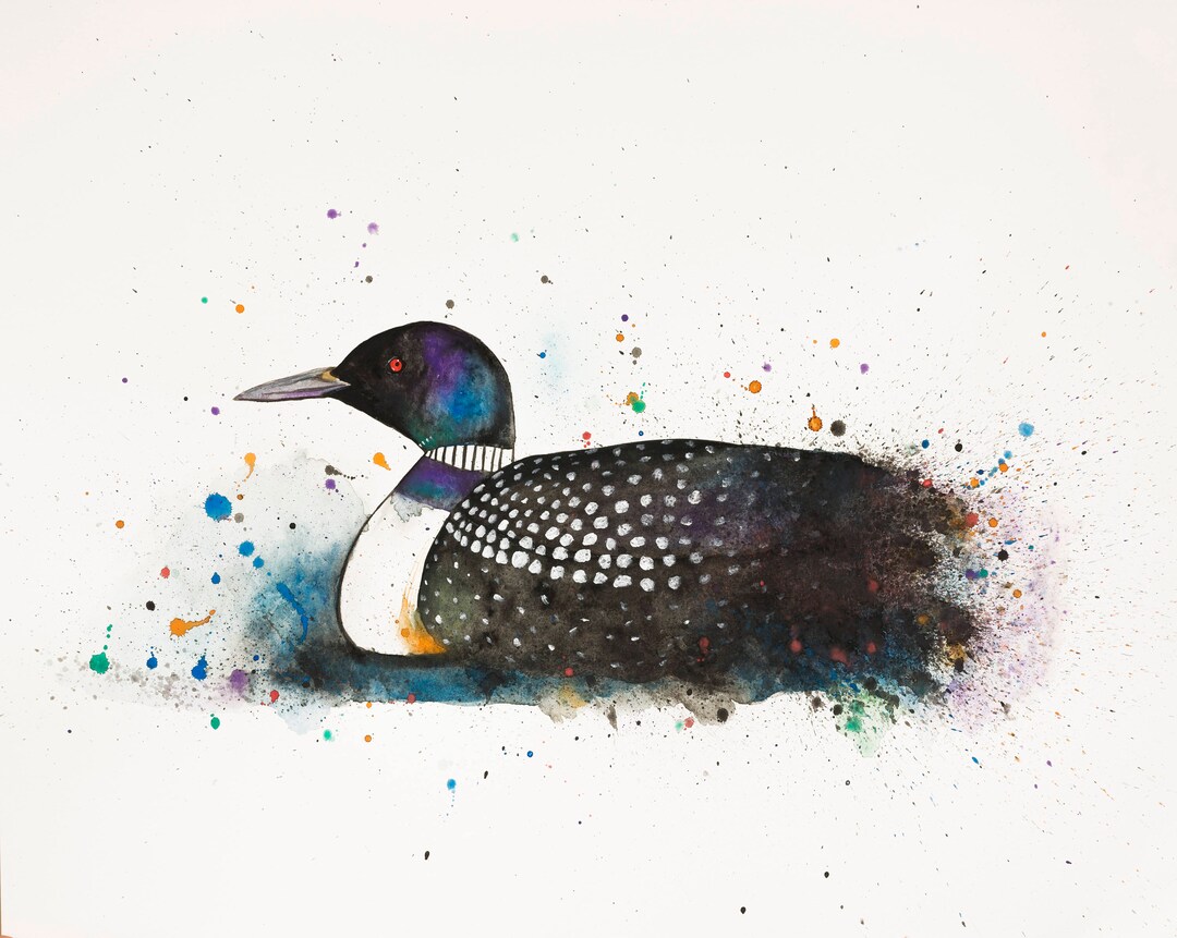 Printable Loon, Bird Art, Wildlife Art, Cabin Decor, Loon Watercolor ...