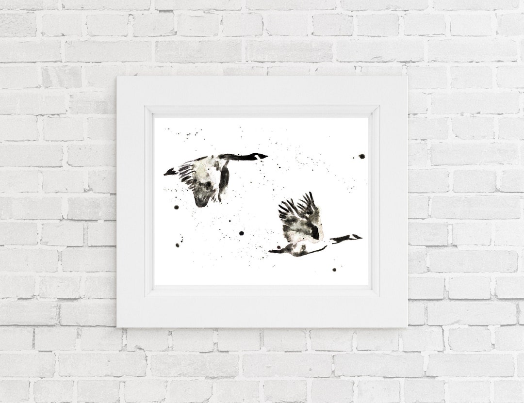 Watercolor Geese Print, Geese Painting, Canadian Geese Painting, Goose ...