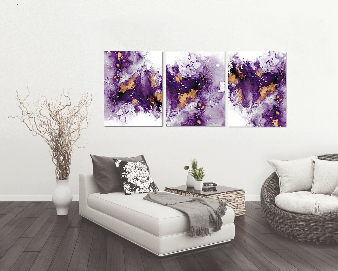 Three Panel Wall Art Abstract Art Three Panel Alcohol Ink | Etsy