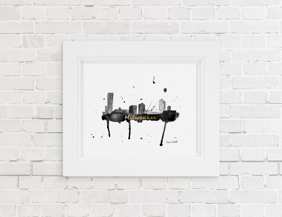 Milwaukee Skyline Art, Milwaukee Wisconsin Art Print, Milwaukee Skyline ...