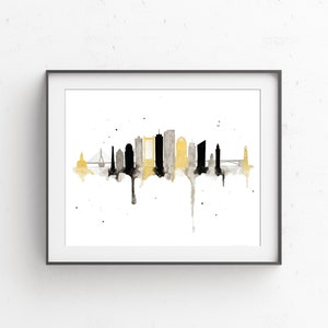 Boston Skyline Art, Original Boston Skyline Watercolor Painting, Boston ...