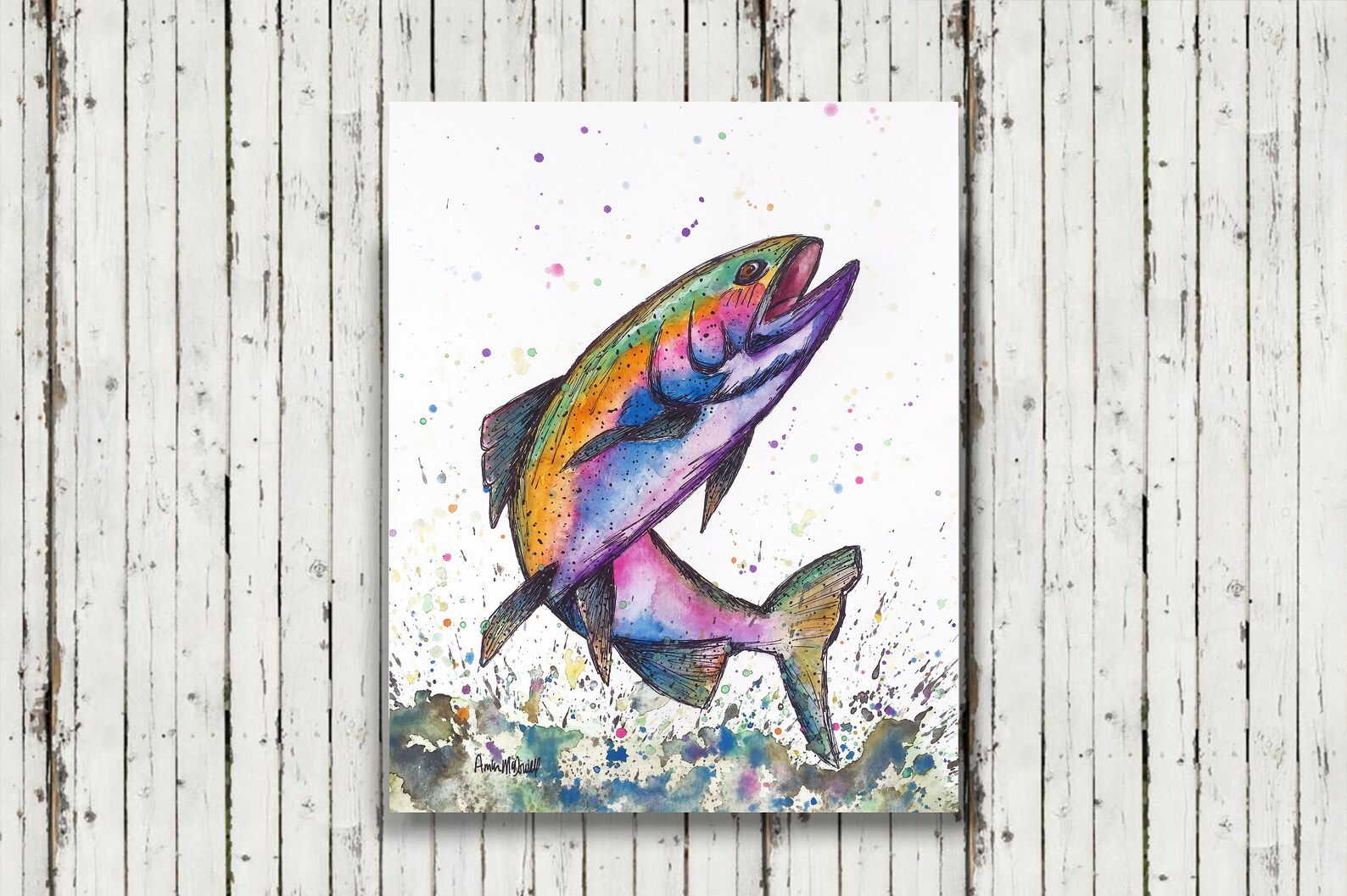 Printable Rainbow Trout Fish Art Trout Painting Loose | Etsy