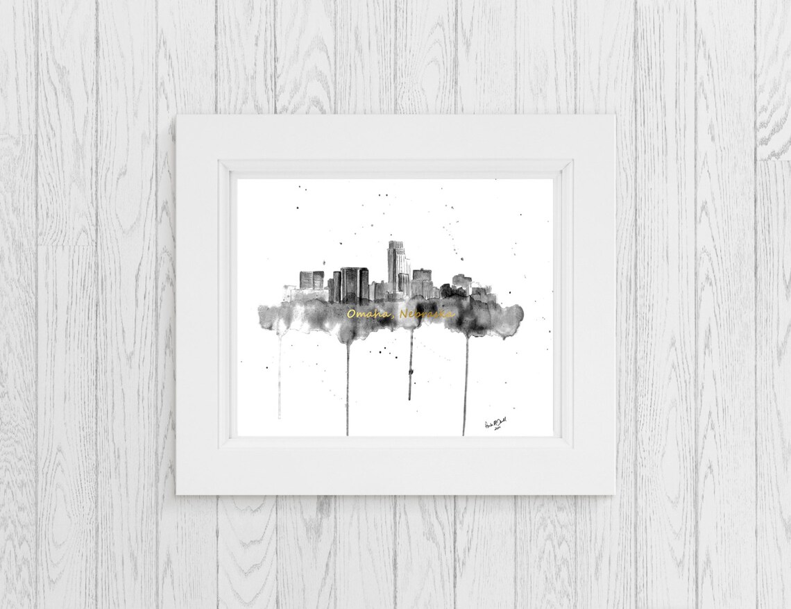 Omaha Skyline Art Omaha Skyline Painting Omaha Skyline - Etsy
