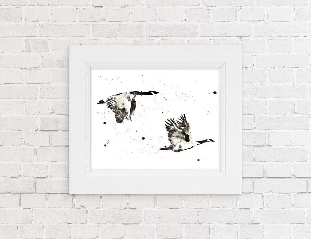 Printable Goose Watercolor Print, Geese Printable Painting, Digital ...