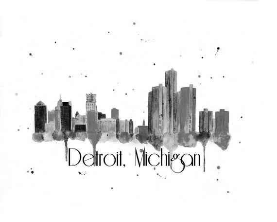 Detroit Skyline Art Detroit Canvas Print Detroit Skyline | Etsy