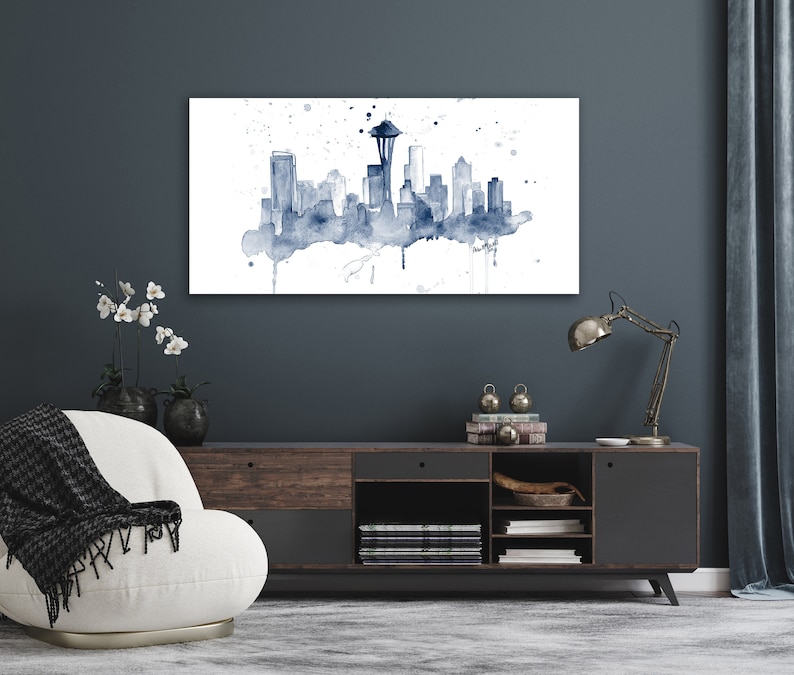 Seattle Skyline Art - Seattle Skyline Painting - Print of Seattle ...