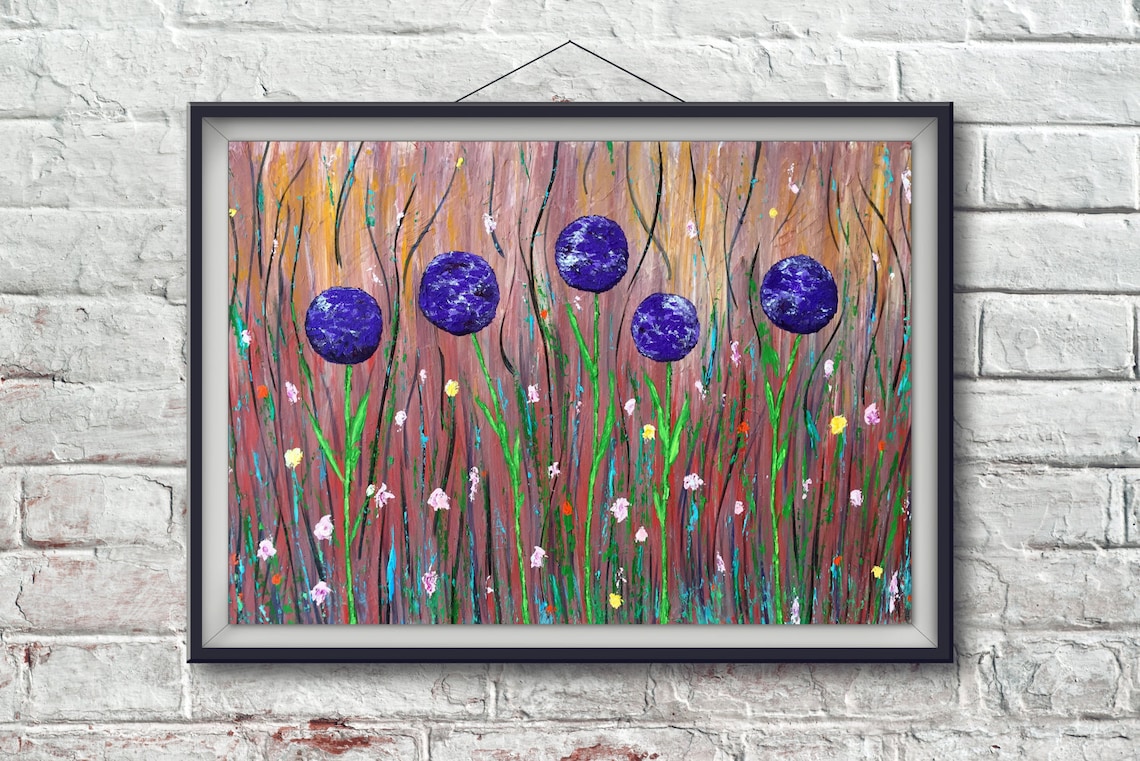 Allium Painting Allium Flower Canvas Print Flower Art | Etsy