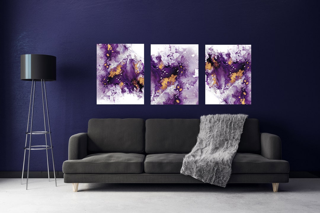 Three Panel Wall Art, Abstract Art Three Panel, Alcohol Ink Wall Art ...