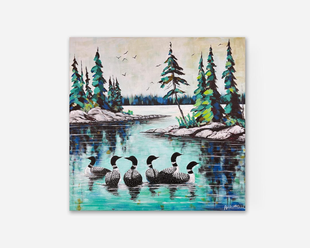 Loon Painting, Original Loons on the Lake Painting, Minnesota Loon Art ...