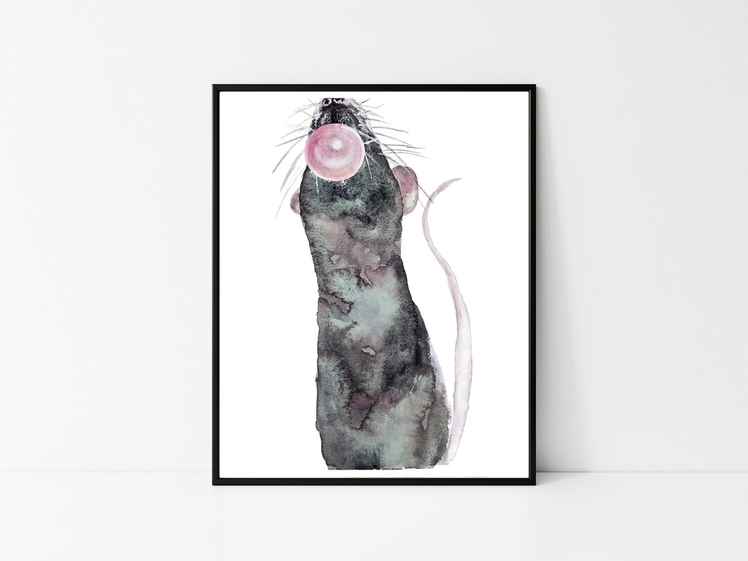 Rat Watercolor Print, Rat Print, Rat Gift, Rat Decor, Rat Art, Rat ...