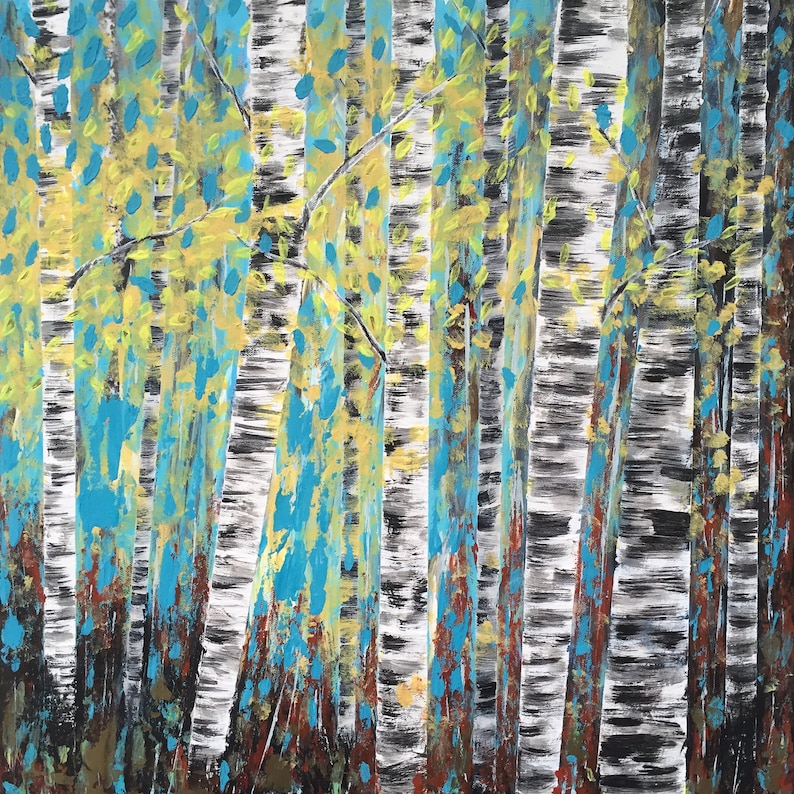 Birch Trees Birch Tree Art Birch Tree Canvas Art Print | Etsy
