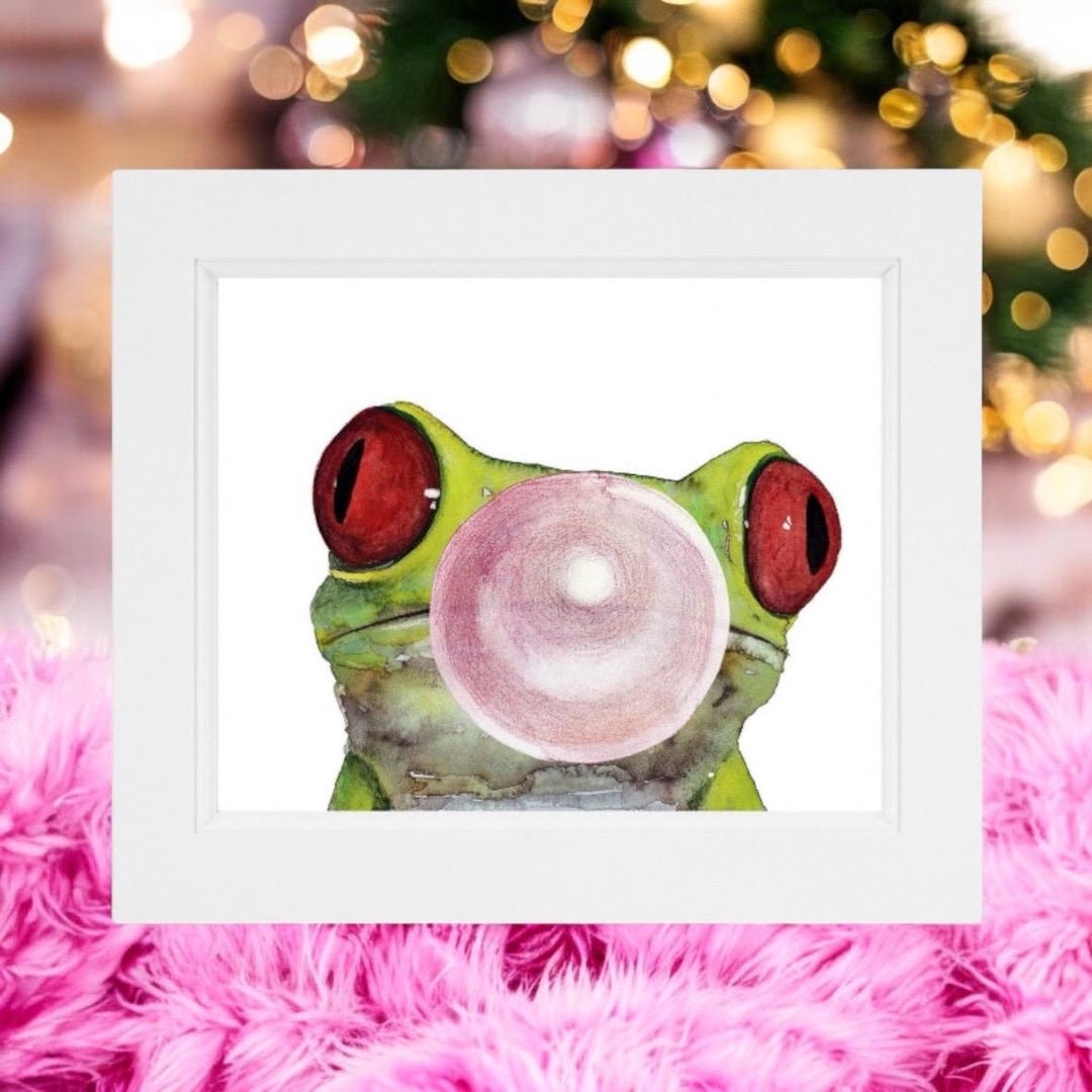 Frog Blowing Bubble Art Print, Frog Watercolor Painting, Frog Gift ...