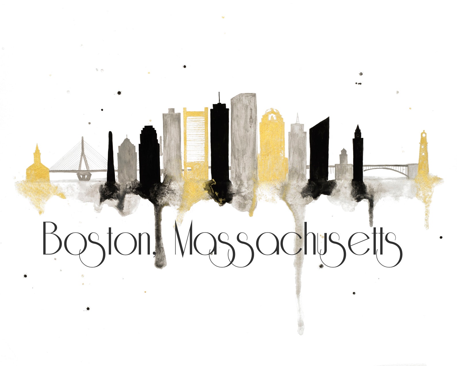 Boston Skyline Art - Boston Print - Boston Art - Boston Skyline ...