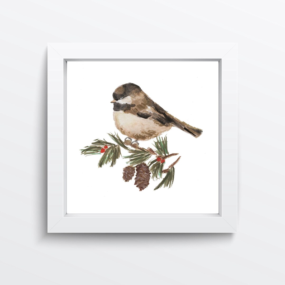 Watercolor Chickadee Art Print - Chickadee Print - Chickadee Decor ...