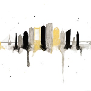Boston Skyline Art, Original Boston Skyline Watercolor Painting, Boston ...