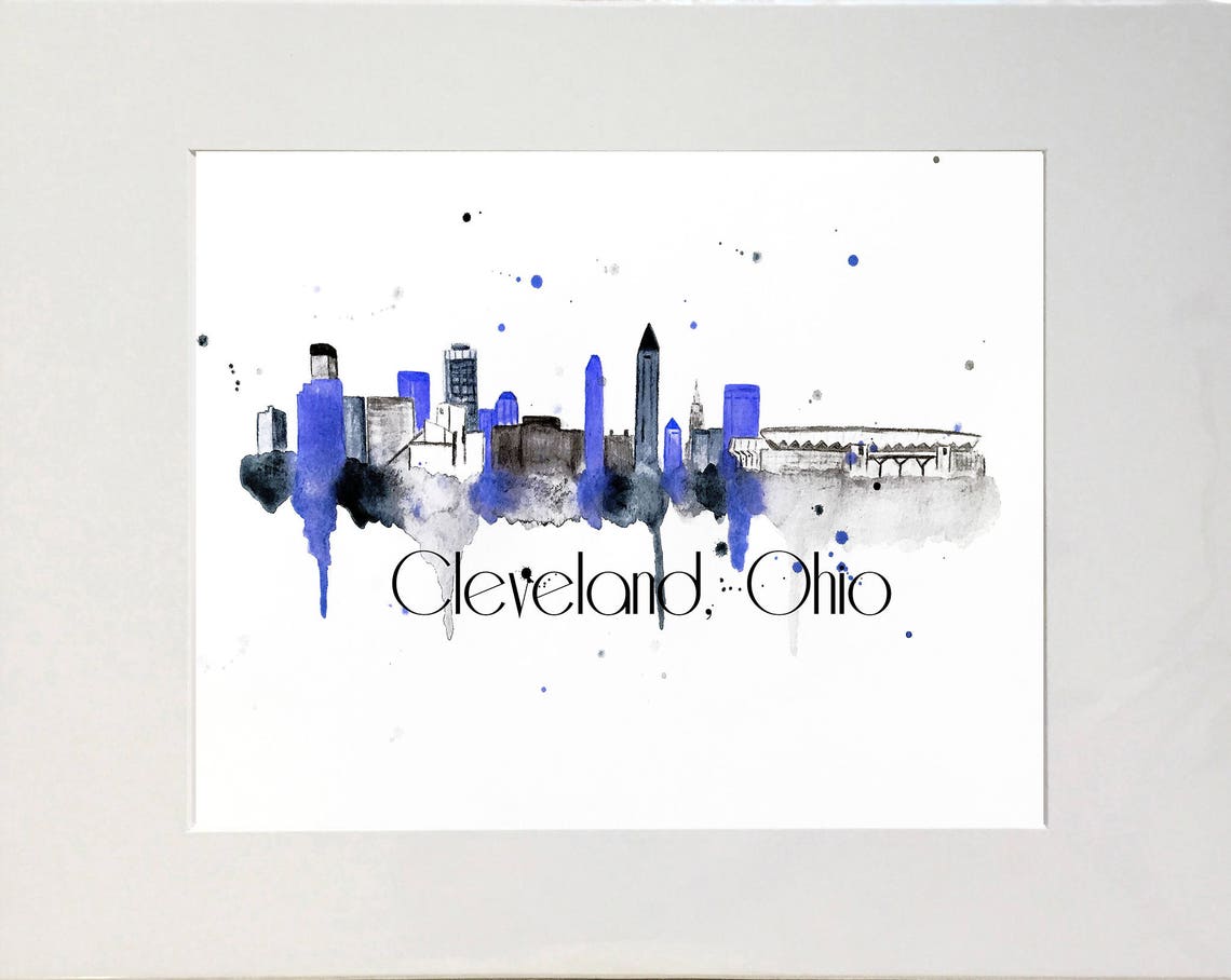 Cleveland Skyline Art Cleveland Painting Cleveland Skyline - Etsy