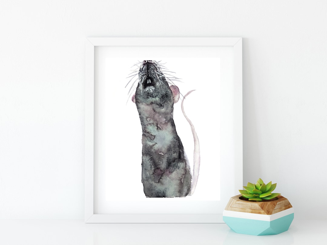 Rat Watercolor Print, Rat Print, Rat Gift, Rat Decor, Rat Art, Rat ...