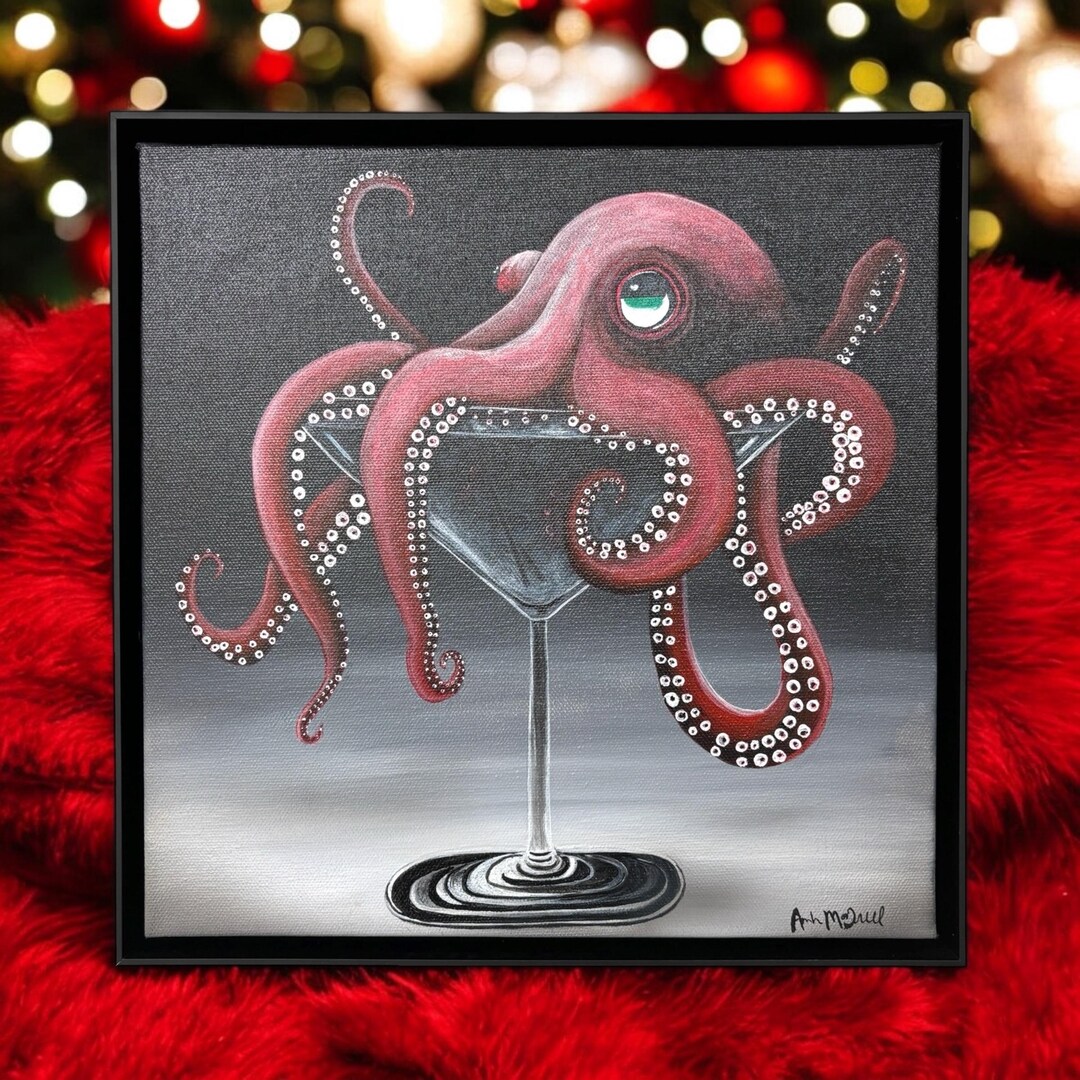 Octopus Martini Glass Painting for Ocean Lovers, Hand-painted Octopus ...