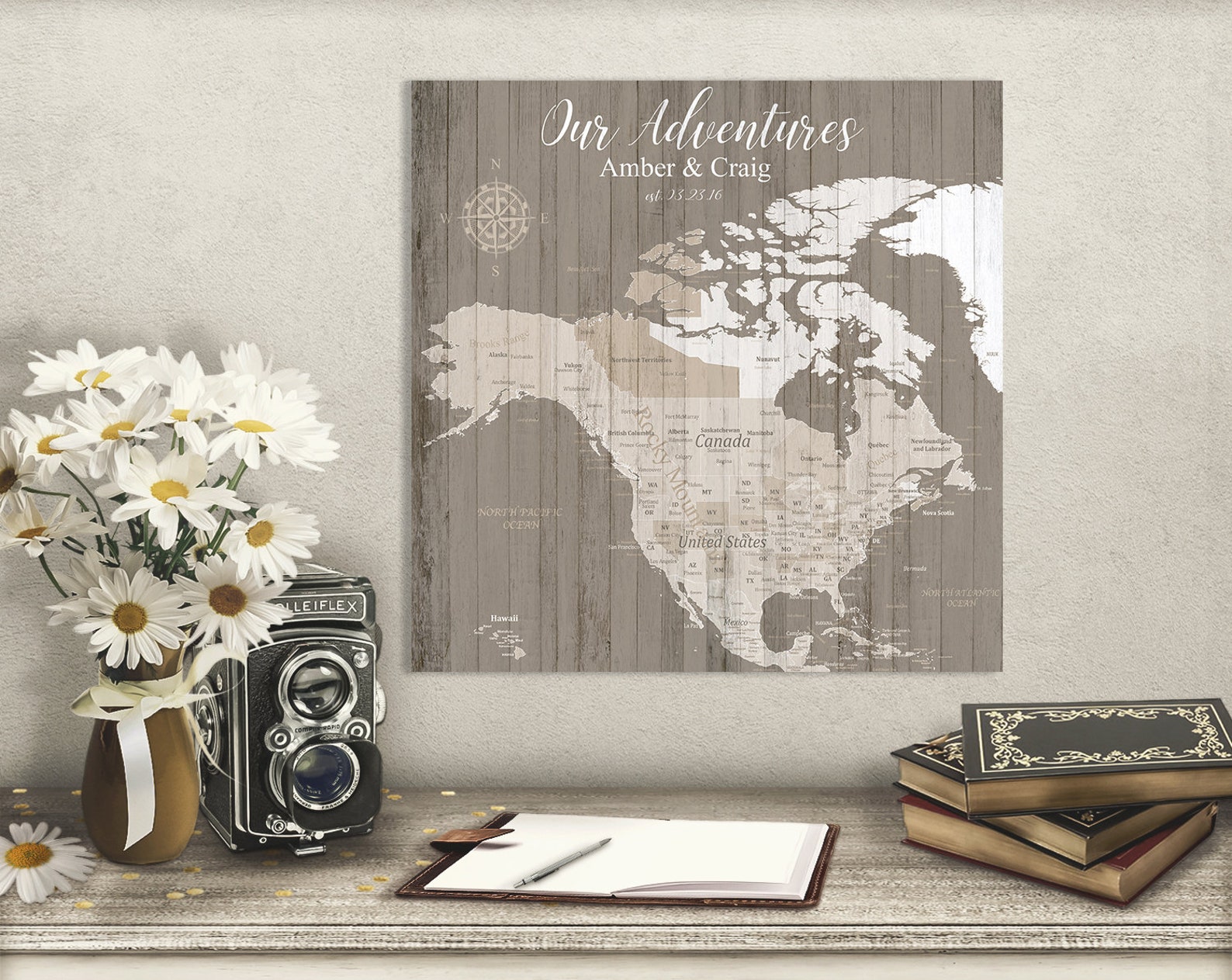 North America Pushpin Map Personalized North America Map - Etsy