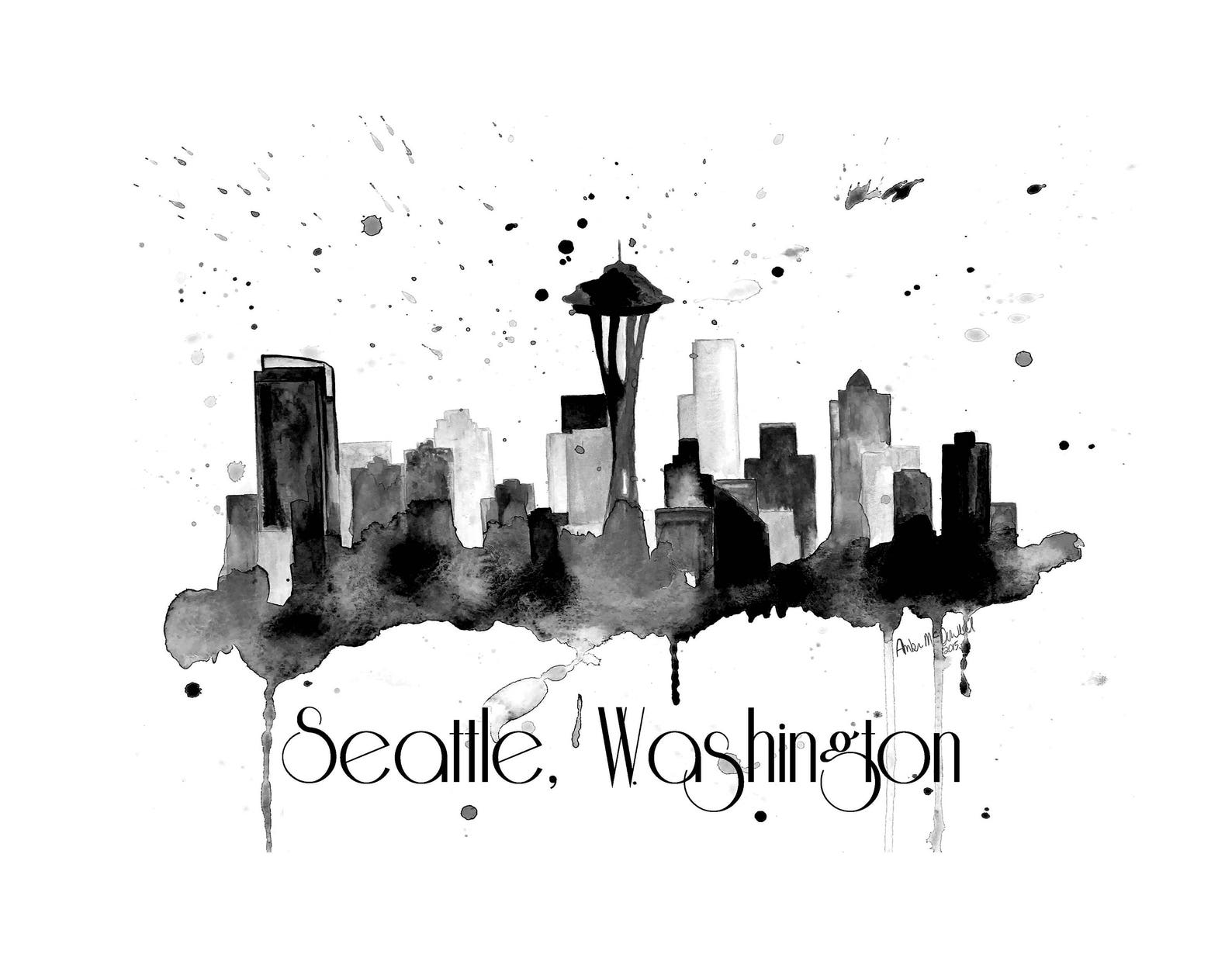 Seattle Skyline Art - Seattle Skyline Painting - Seattle Washington ...