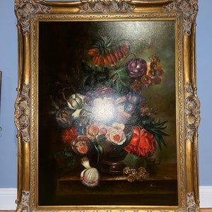 Windsor Art Products JAMES MORAN Signed Huge Floral Flowers Acrylic ...