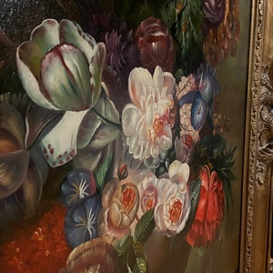 Windsor Art Products JAMES MORAN Signed Huge Floral Flowers Acrylic ...