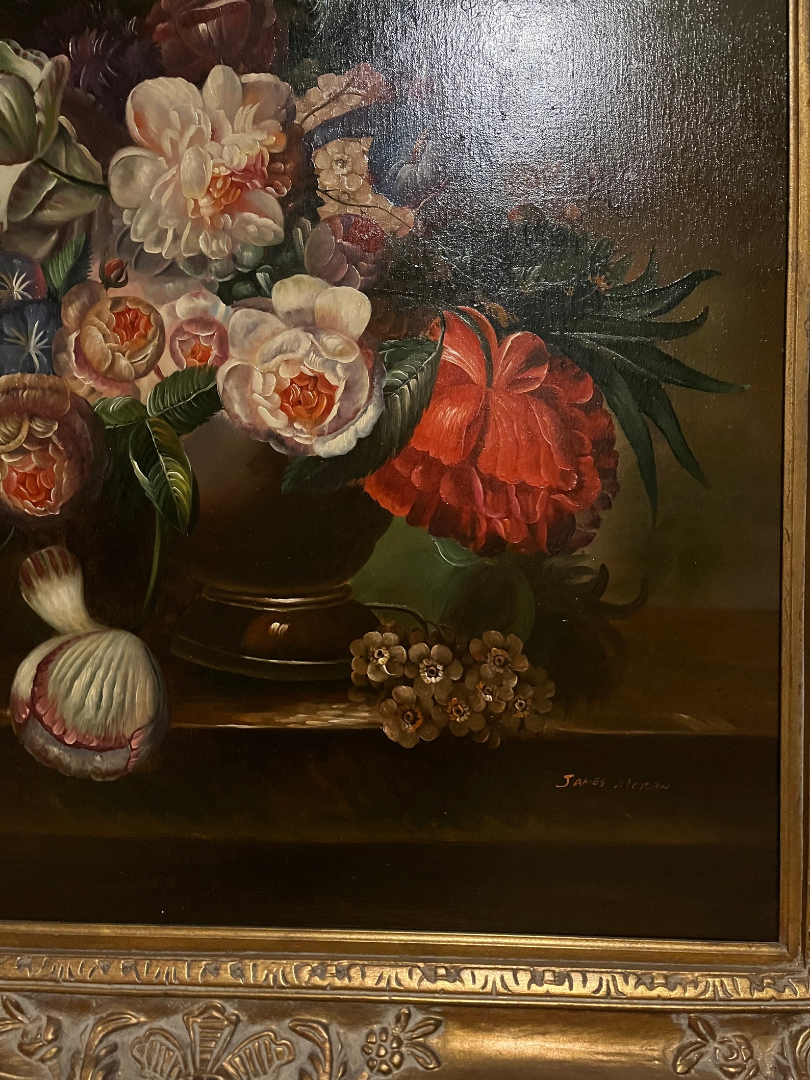 Windsor Art Products JAMES MORAN Signed Huge Floral Flowers Acrylic ...