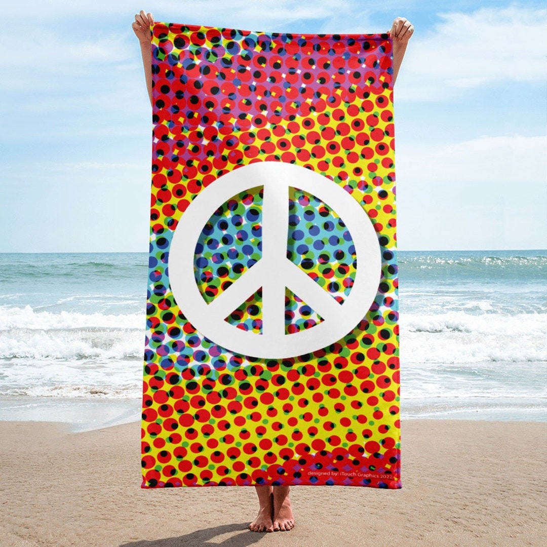 Retro Peace Sign Beach Towel - Etsy