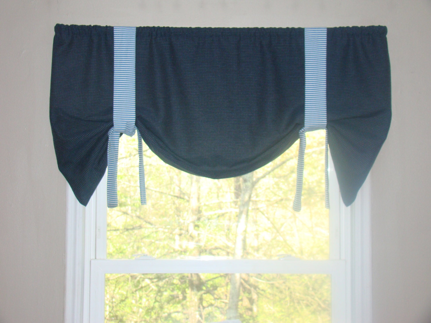 Window Valance Blue and White Valance Tie Up Valance blue | Etsy